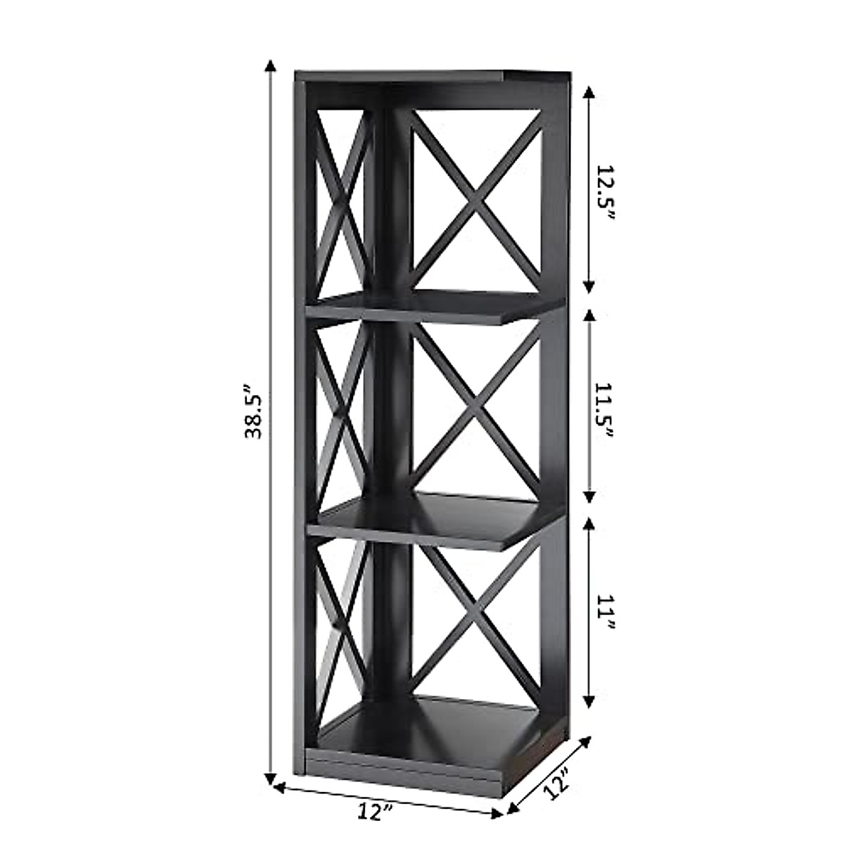 Convenience Concepts Oxford 3 Tier Corner Bookcase, Black