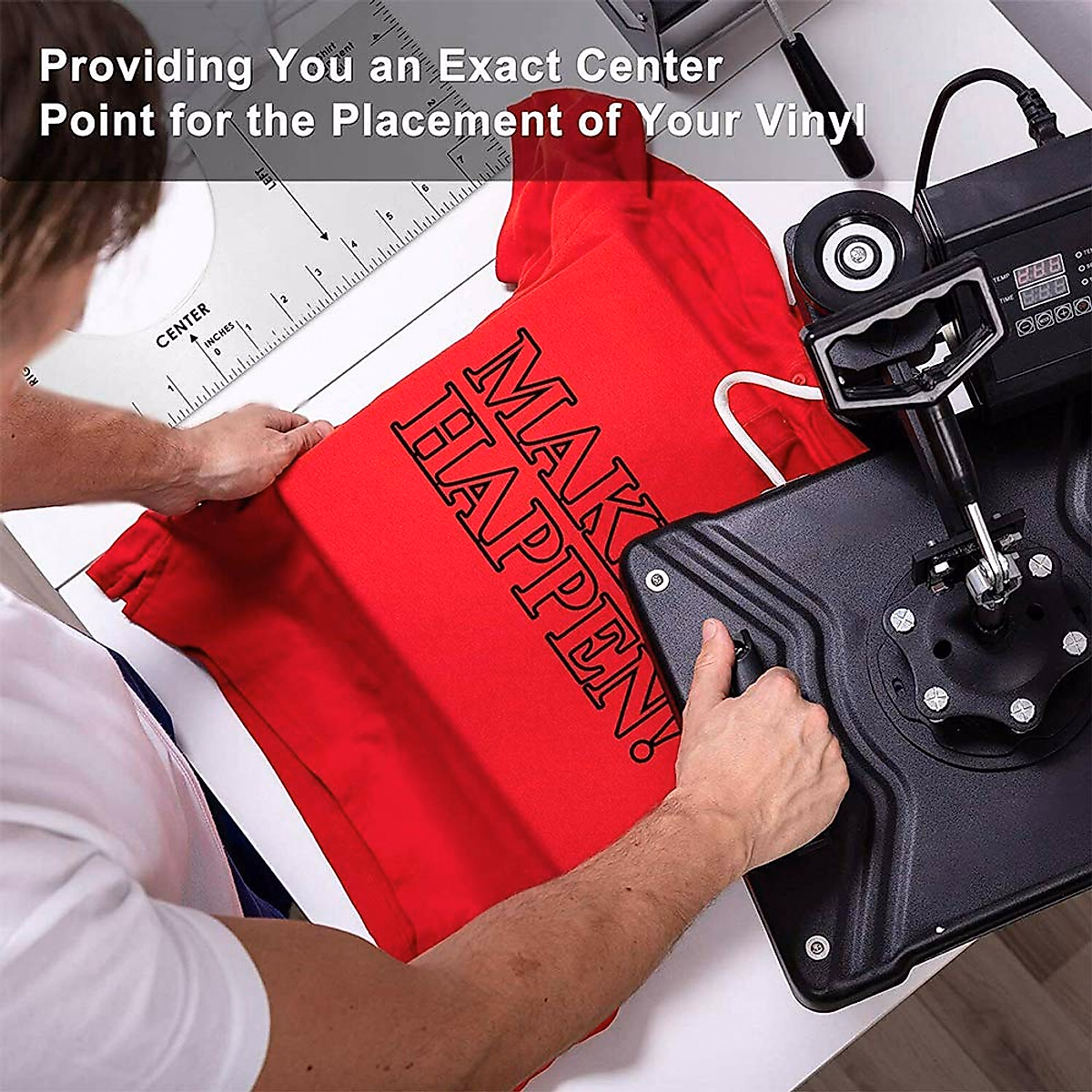 MoccoRayla Tshirt Ruler Guide for Vinyl, TShirt Rulers to Center Designs, Acrylic TShirt Alignment Ruler Guide Tool for T-Shirt Graphic Sublimation and Vinyl HTV Heat Press Transfer, 18×5 Inch