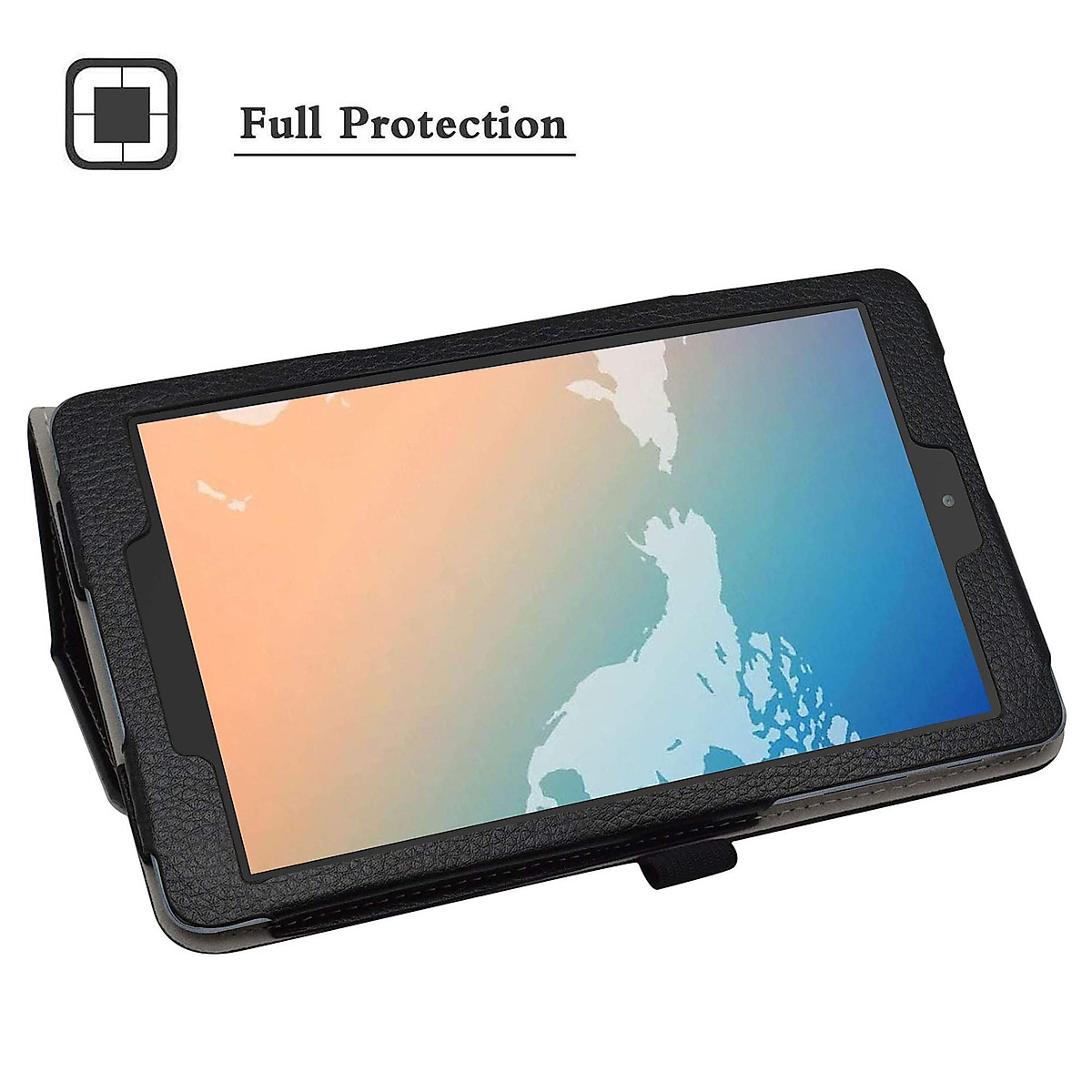 Bige Case,PU Leather Folio 2-Folding Stand Cover for 8in Verison Alcatel TCL Tab 8 (Model TCL 9038s)/T-Mobile Alcatel Joy Tab 2 8 (Model 9032Z) Tablet,Black