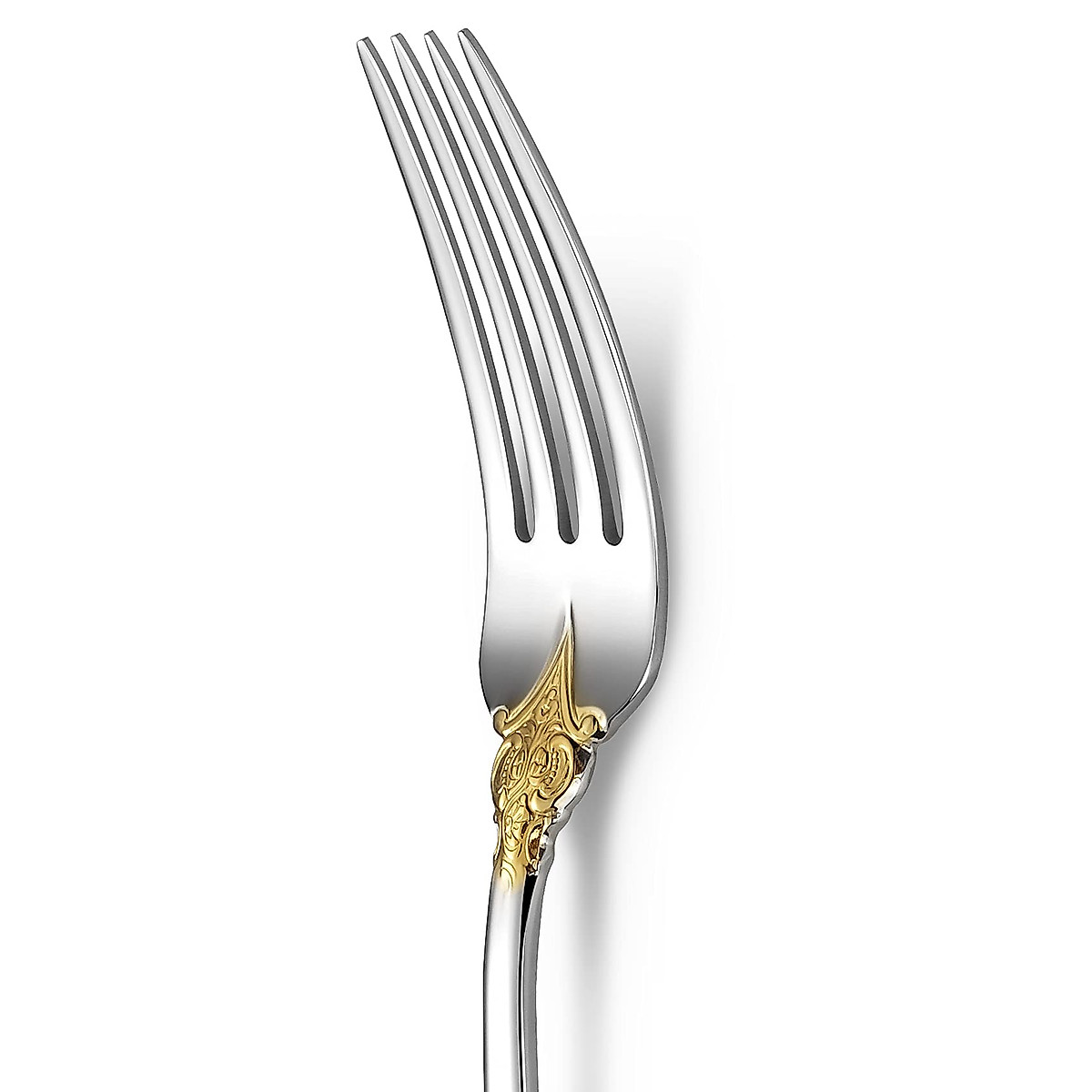 KEAWELL Luxury Dinner Fork, Set of 4, 18/10 Stainless Steel, 8 Inches, Dishwasher Safe, Mirror Polished, Silverware Fork Set (Gold Accent)