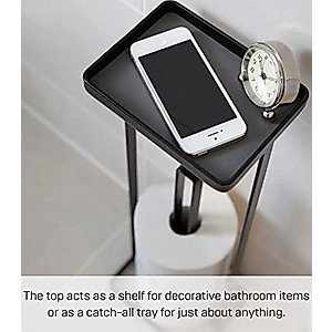 Yamazaki Home Roll Stand with Tray | Steel | Toilet Paper Stocker, One Size, Black