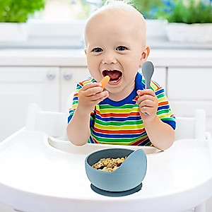 EBOOT 6 Set Baby Bowls with Suction Sets, Toddler Led Weaning Spoon and Fork Baby Utensils Suction Bowls Silicone Bowls for Baby Toddler First Stage Feeding Utensils
