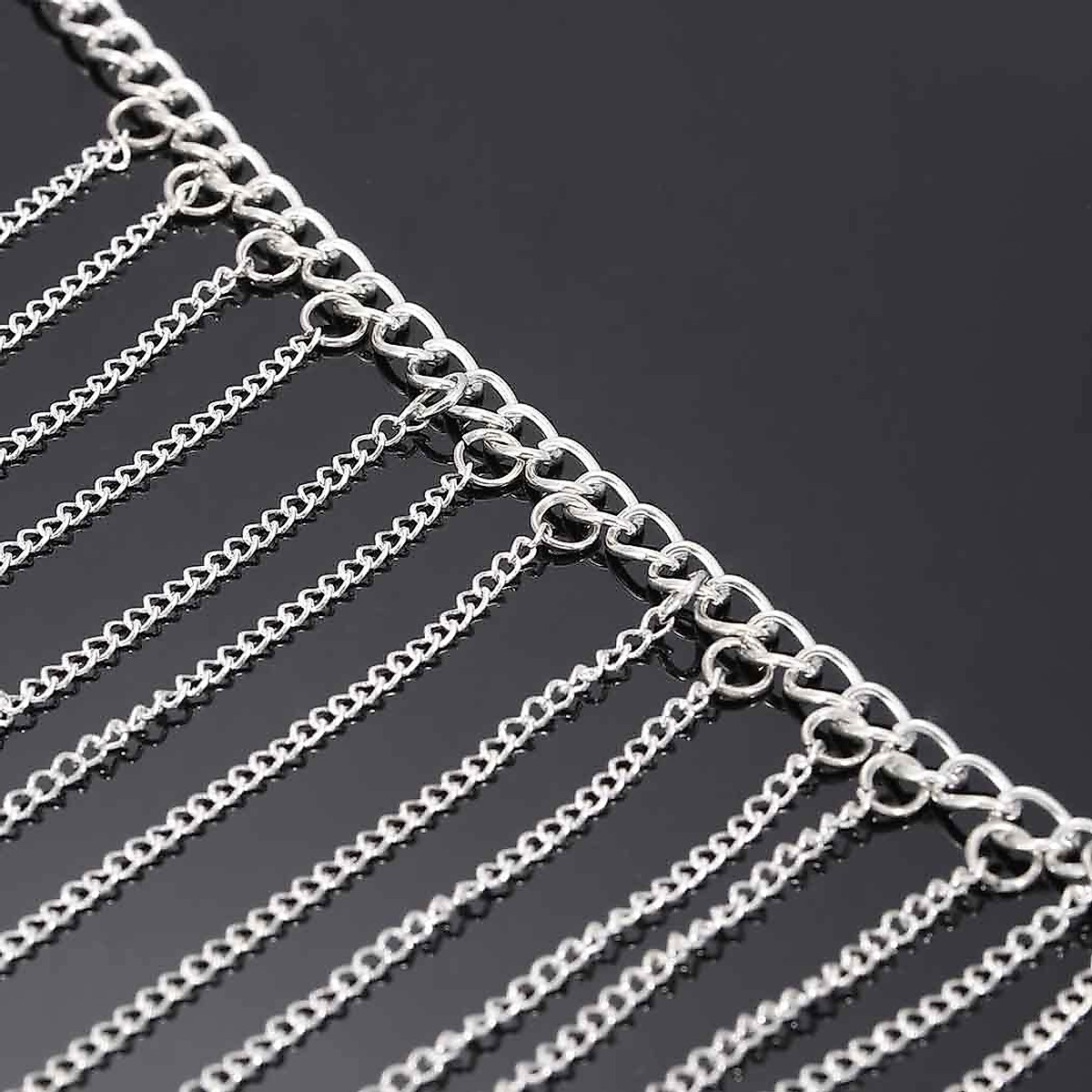 Tgirls Layered Punk Shoulder Chain Sexy Tassel Body Jewelry for Women and Girls (Silver)