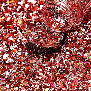 Christmas Glitter, 100g Cosmetic Craft Holographic Glitter for Epoxy Resin, Laser Snowflake Christmas Tree Flakes for Nails, Face, Make Up, Body, Tumblers, Chunky Glitter Festival Decor（SD-03）