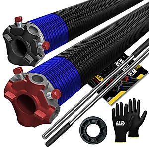 Garage Door Torsion Springs 262x2x36 for Left and Right Side of Garage Door with Winding Bars, 1" Nylon Bushing, and Gloves Heavy Duty Precision E-Coating 5-Year Warranty Min. 30,000 Cycles (Pair)