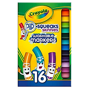 Crayola Washable Pip Squeaks Skinnies Markers, 16 Count, School Supplies, Gifts for Boys and Girls