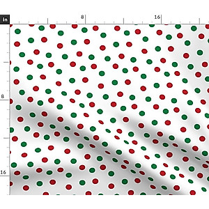 Spoonflower Fabric - Red Green White Polka Dots Christmas Holiday Celebrate Traditions Printed on Petal Signature Cotton Fabric by The Yard - Sewing Quilting Apparel Crafts Decor