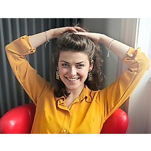 Game Day Earrings For Women, Acrylic Football/Rugby/Baseball/Basketball/Volleyball Team Sports Cheer Gifts Long Dangle 2023 Lightweight Hypoallergenic Jewelry (Black+Gold)