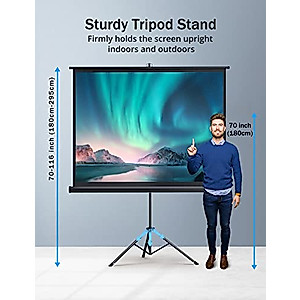 Projector Screen with Stand, HYZ 120 inch Projector Screen 4K HD with Wrinkle-Free Design, Indoor Outdoor for Backyard Movie Night, Office Presentation(1.1Gain, 4:3, 160°Viewing Angle&Carry Bag)