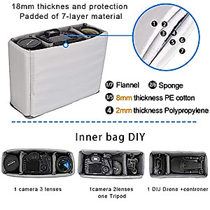 CADeN Camera Bag Case Shoulder Messenger Photography Bag with Laptop Compartment 14", Tripod Holder, Compatible for Nikon, Canon, Sony, DSLR SLR Mirrorless Cameras Waterproof Black