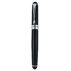 Jinhao Fountain Pen Silver Trim Medium Nib X750 With Gift Case (Frosted Black)