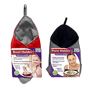 Microwavable Heat Resistant Plate and Bowl Holder Bundle Pack Protects Hands from Hot Dishes. Microwave and Washing Machine Safe Kozy for Heating Soup or Leftover Food or Meals to Eat and Watch TV.