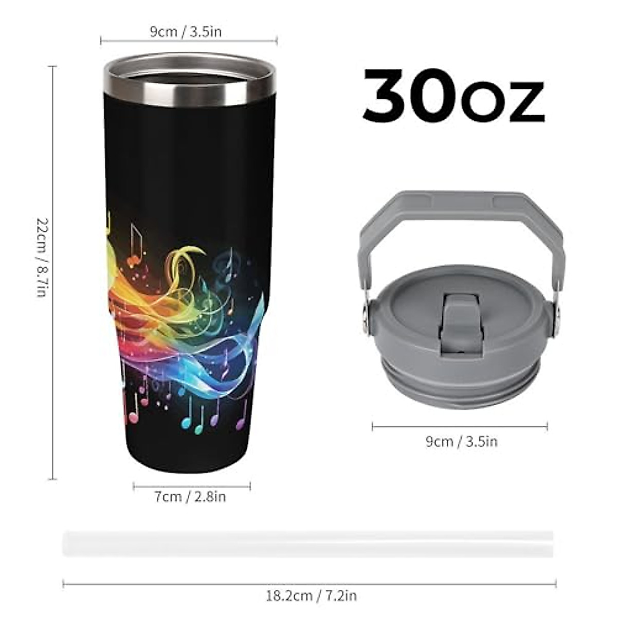 SYJTGDE Large Capacity Car Cup Rainbow Musical Note Melody Fashionable Upgrade Car Cup Advanced And Beautiful Travel Cup
