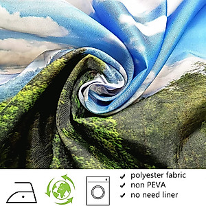 LB Pink Peony Floral Shower Curtain for Bathroom, Farmhouse Wildflower with Grey Leaf Fabric Shower Curtain with Hooks, Country Nature Plant Bathroom Curtain Shower Set, 72" W x 72" L