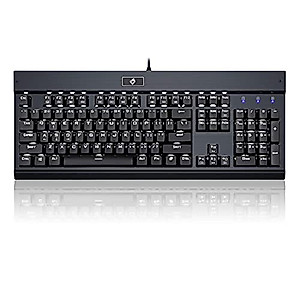 EagleTec KG010 Mechanical Keyboard Wired Ergonomic Brown Switches Equivalent for Office PC Home or Business (Black Keyboard White Backlit)