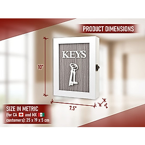 VELISTA Wooden Key Box for Wall, Vintage Wood Wall Mounted Key Holder, Key Organizer, Rustic Key Cabinet, Key Storage with 6-Hooks, Entryway Organizer, Vintage Decor, Housewarming Gift (White)