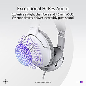 ASUS ROG Strix Go Core Moonlight White Gaming Headset | Hi-Res Audio, 3.5mm Jack, Volume and Mic Control, Lightweight Build, Compatible with PC, PS5, Xbox One, Nintendo Switch and Mobile Devices