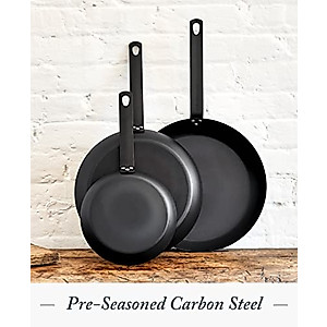 Merten & Storck Pre-Seasoned Carbon Steel Induction 8" Frying Pan Skillet, Oven Safe, Black