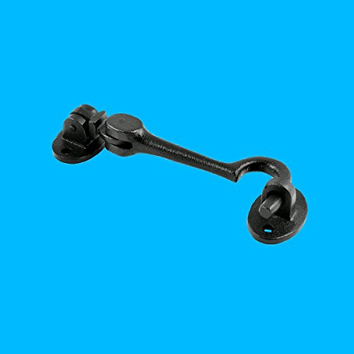 Renovators Supply Manufacturing Door Latch Lock 4.5 in. Black Wrought Iron Swivel Style Hook and Eye Latch for Door with Mounting Hardware