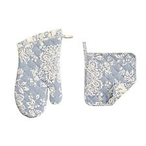 Pot Holder & Ruffled MITT Set,Shelby,BLU
