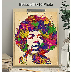 Jimi Hendrix Poster - 8x10 Psychedelic Experience Wall Art Decor for Men, Boys Bedroom, Living Room, Music Studio - Gift for Guitarist, Musician, Woodstock, Purple Haze, 60's Music Fan - UNFRAMED