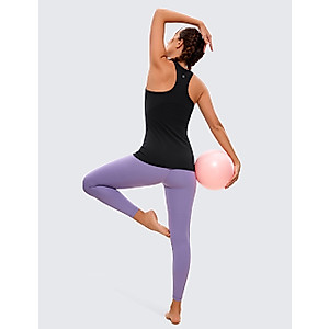 CRZ YOGA Butterluxe Womens Workout Racerback Tank Top High Neck Athletic Camisole Tanks Running Sleeveless Tops Gym Shirts Black Small
