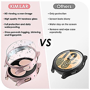 KIMILAR [5+5 Pack] Galaxy Watch 5/Galaxy Watch 4 Screen Protector Case 40mm, Anti-Fog Tempered Glass and Hard PC Protective Bumper Compatible with Samsung Galaxy Watch 5 40mm and Galaxy Watch 4 40mm