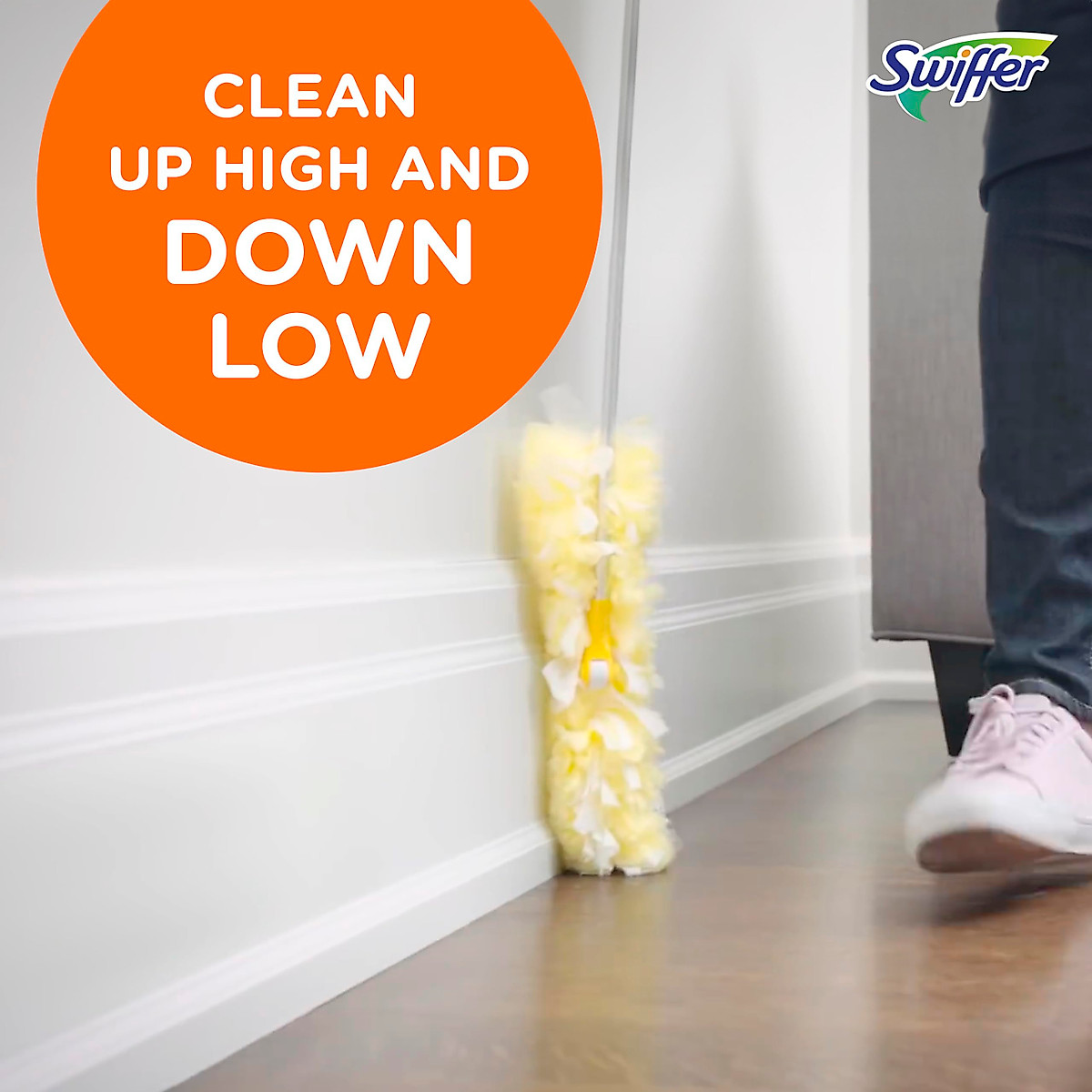 Swiffer Ceiling Fan Duster Super Extender Handle Starter Kit, 6 Heavy Duty Refills