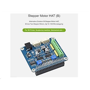 HRB8825 Stepper Motor HAT Board for Raspberry Pi Series Boards/Jetson Nano,Drives Two Stepper Motors Up to 1/32 Microstepping,Support 3D Printer, Sculpturing Machine, Mechanical Arm