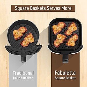 White Air Fryers 4 Qt, Fabuletta 1550W 9 Preset Cookings Air Fryer Oilless Cooker, Shake Reminder, 450°F freidora de aire,Tempered Glass Display, Dishwasher-Safe & Nonstick, Fit for 2-4 People