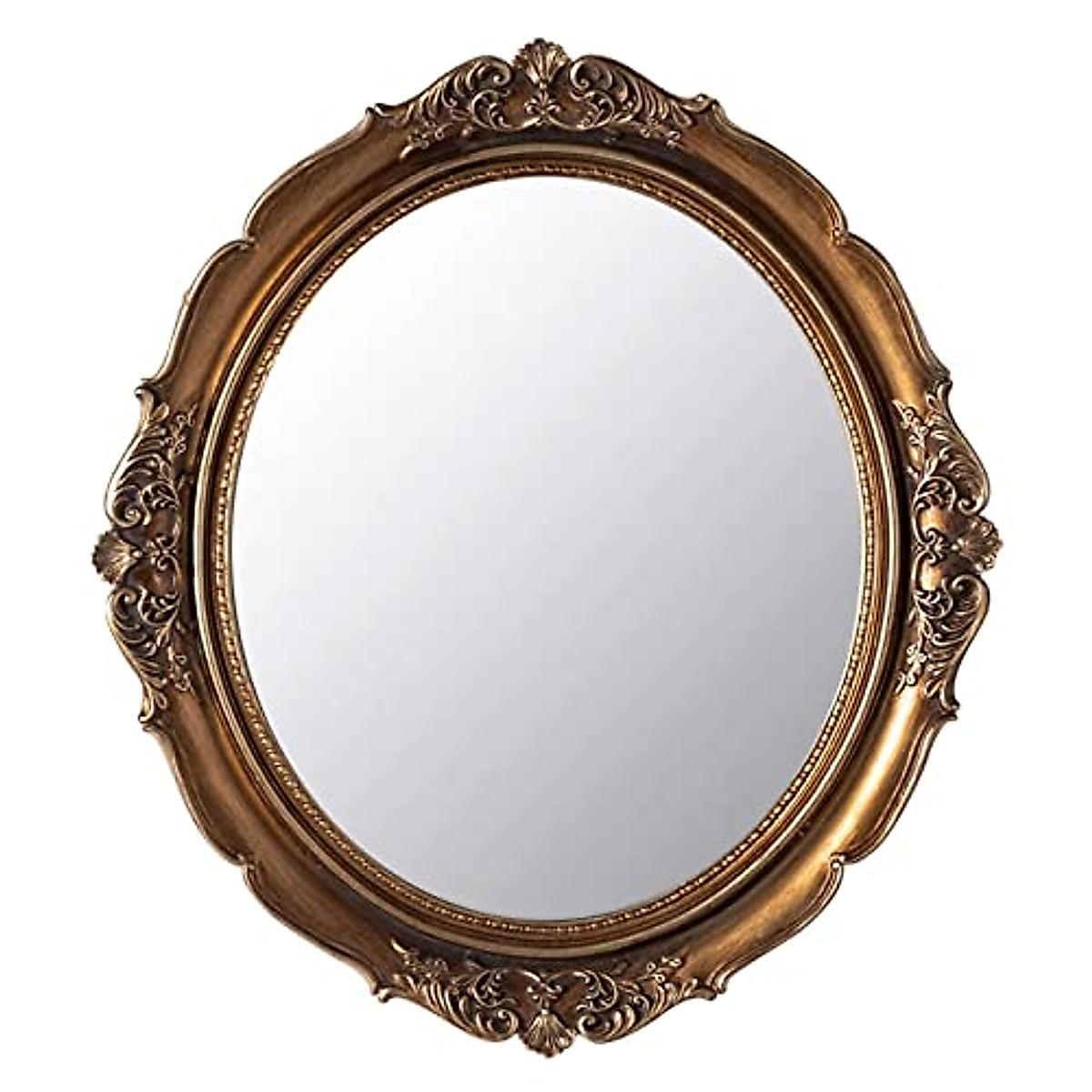 Funerom Vintage 11.6 x 9 inch Decorative Wall Mirror Gold Shield Shape 12.8 x 14.3 inch Wall Mirror Oval Antique Gold