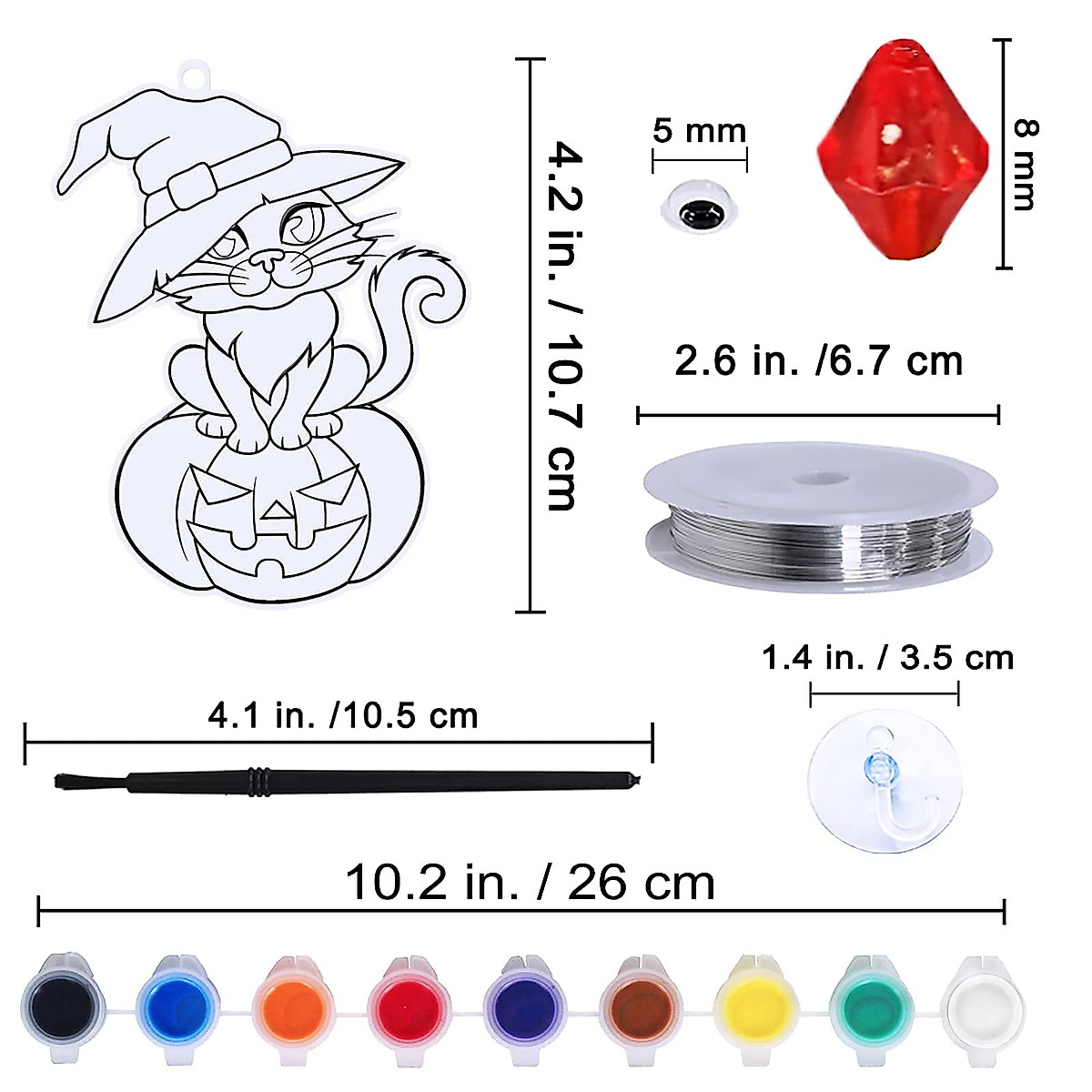 27 Sets Halloween Suncatcher Ornaments Decoration DIY Window Paint Art Craft Kit Jack-O'-Lantern Ghost Vampire Witch Spider Sun Catchers for Halloween Classroom Party Art Activity Trick or Treat Gift