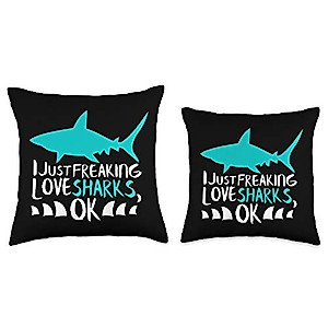 PNMerch Shark Lovers Designs Just Freaking Love Gift Shark Lover Throw Pillow, 16x16, Multicolor