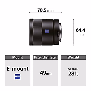 Sony 55mm F1.8 Sonnar T FE ZA Full Frame Prime Lens - Fixed