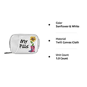 Naanle My Sunflower Pill Box 7 Day Pill Case Travel Pill Organizer Bag with Zipper Portable Weekly Case Compact Size for Vitamin Supplement Holder