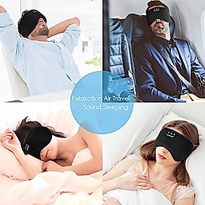 Bluetooth Sleep Eye Mask Wireless Headphones, TOPOINT Sleeping Eye Cover Travel Music Headsets with Microphone Handsfree, Sleep Headphones for Side Sleepers Gift for Men Women (Black)