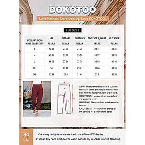Dokotoo Womens Fashion Casual Summer Side Pockets Solid High Waistband Cotton Comfortable Jogging Joggers Pants Sweatpants Black US 16 18 X-Large