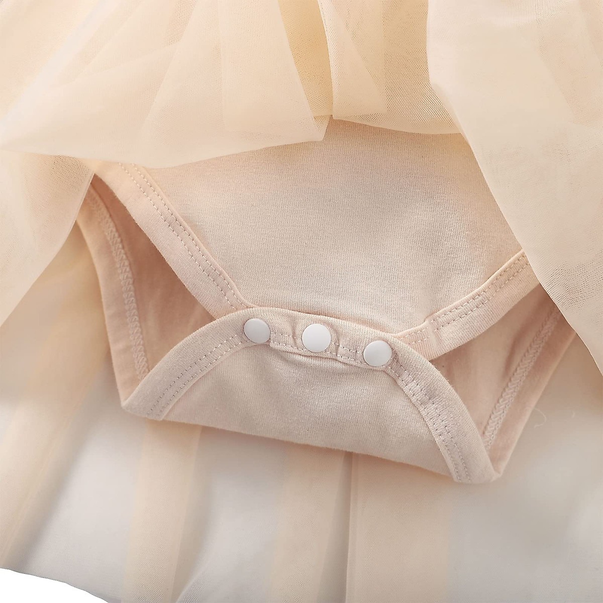 SOBOWO Beige Baby Dress Beige Baby Girl Outfit Infant Girl Tutu Dress Baby Ruffle Romper Dress Toddler Girl Skirt Headband Party Clothes(0-3 Months, Beige L)