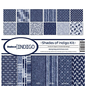 Reminisce Shades of Indigo Scrapbook Collection Kit, Multi Color Palette 12-x-12-Inch