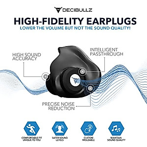 Decibullz Custom Molded High Fidelity Earplugs for Concerts, Musicians, and Noise Sensitivity
