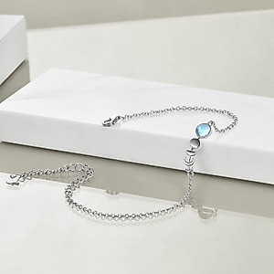TIGER RIDER 925 Sterling Silver Moon Bracelet Moonstone Jewelry for Her