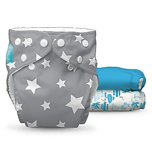 Charlie Banana Baby Washable and Reusable Cloth Diapers, 3 Soft Pocket Diapers and 6 Absorbent Inserts, One-Size, Under The Stars