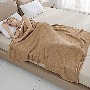 bearberry Super Soft Knit Throw Blanket Lightweight Cozy Warm Fluffy Throw Blankets for Couch Bed Sofa (Camel, 50”x60”)