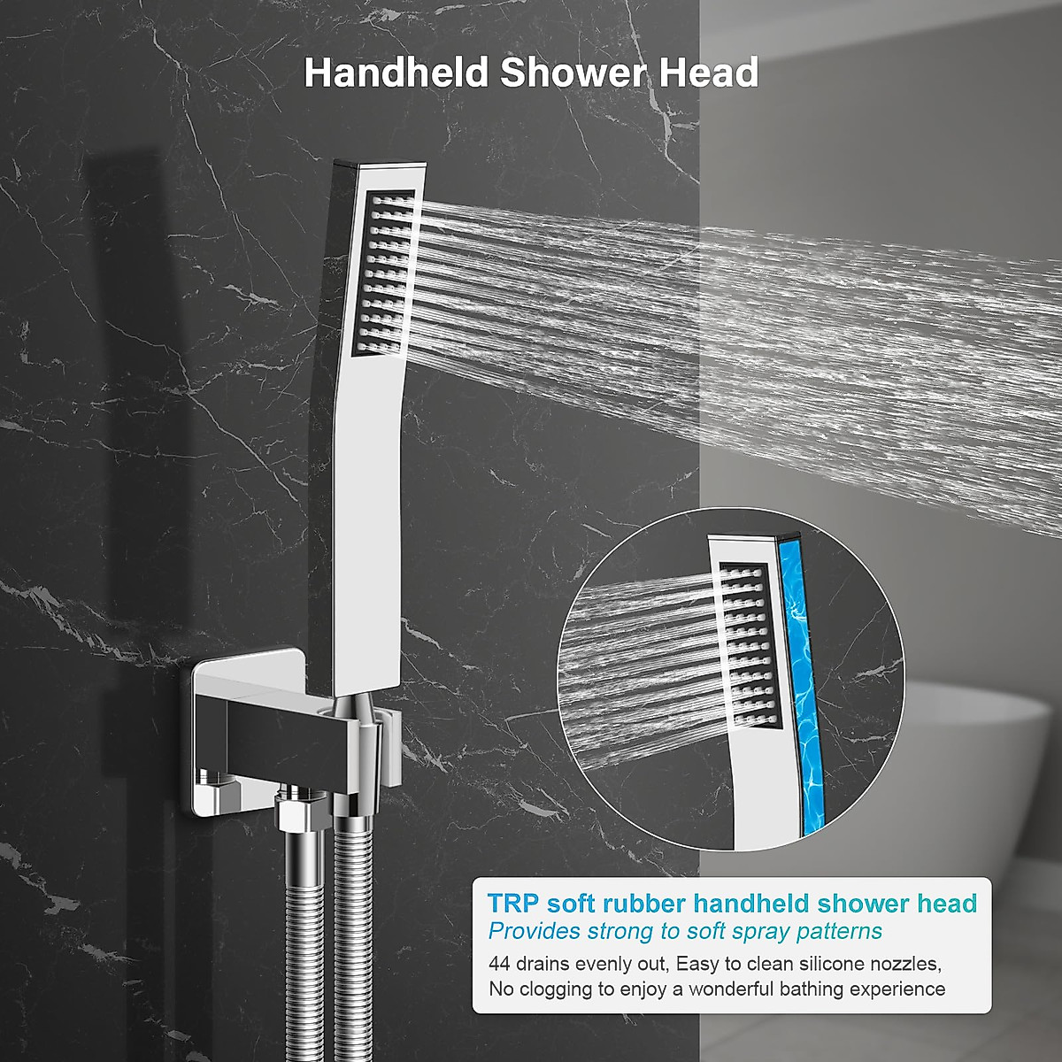 Baetuy Shower Faucet Set Bathroom Square Rain Shower Head and Handle Set, Wall Mounted Shower Fixtures With Shower Valve and Trim Kit 10 inch Polished Chrome