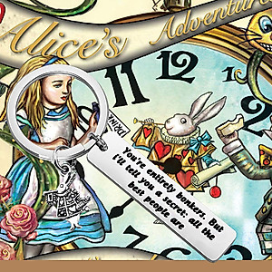 FOTAP You're Entirely Bonkers Keychain Alice Inspire Gift Mad Hatter Jewelry