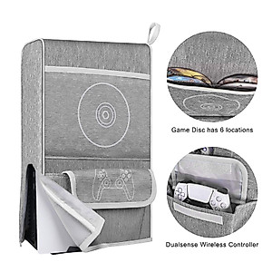 Esimen Sleeve Protective Case Dust Cover for PS5 Console /Playstation 5 Digital Edition ,PS5 Controller Skin Compatible with 12 Game Disc Pockets