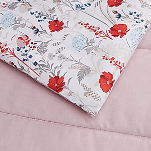 Amazon Basics Ultra-Soft Lightweight Reversible Microfiber Comforter Bed-in-a-Bag, 5-Piece Set, Twin/Twin XL, Pink Floral