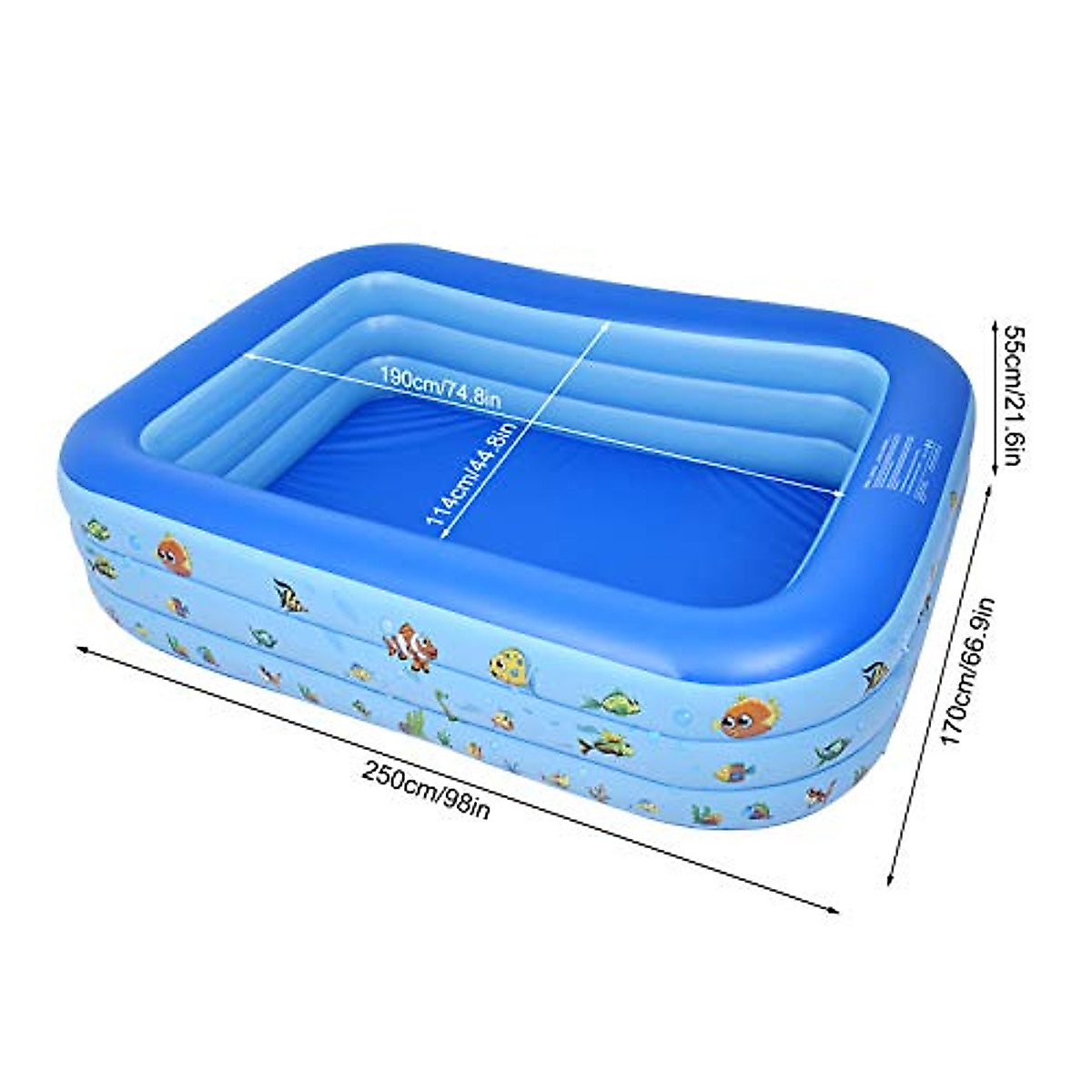 Inflatable Pool, 98.4" X 66.9"X 21.7" Swimming Pool for Toddlers, Adult, Kids, Infant, Full-Sized Inflatable Blow Up Kiddie Pool for Summer Swim Center, Outdoor, Garden, Backyard,