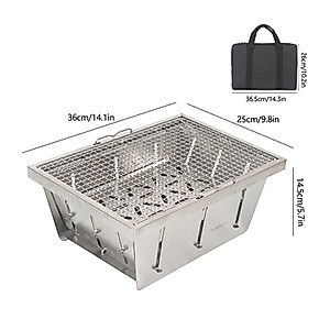 Camping Fire Pit, Portable Camping Grills with Storage Bag, Foldable Camping Campfire Grill for Fireplace Outdoor BBQ Camping, Fire Pit Stainless Steel Grills for Picnics Party