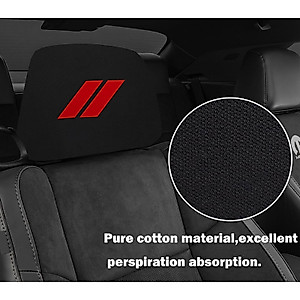 YOSRTER Headrest Covers for Dodge Charger Challenger Durango Accessories Soft Black Fabric Head Rest Cover Universal Fit to All Car/Truck Models 2 Pack（Red Trim）
